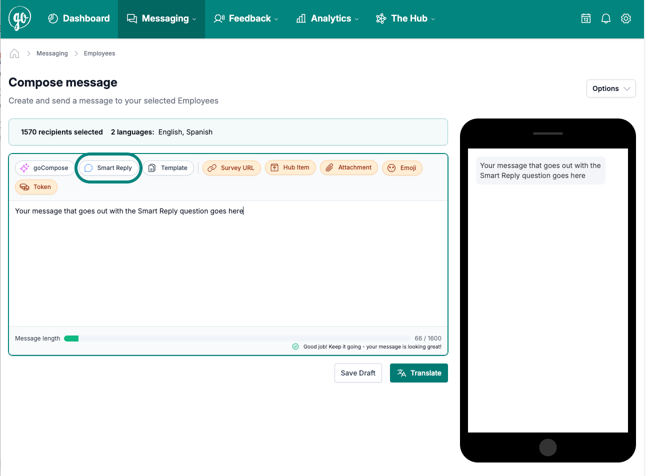 How do I send a two-way message with Smart Reply?
